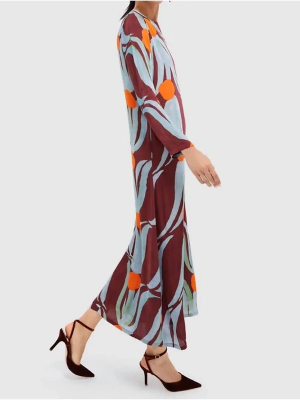 Oliphant | Dresses | Oliphant Maroon Maxi Dress With Orange And Pale ...